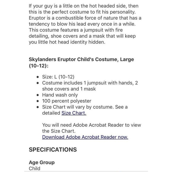 Costumes | Skylanders Eruptor Costume Boys Large Child Halloween Dress ...